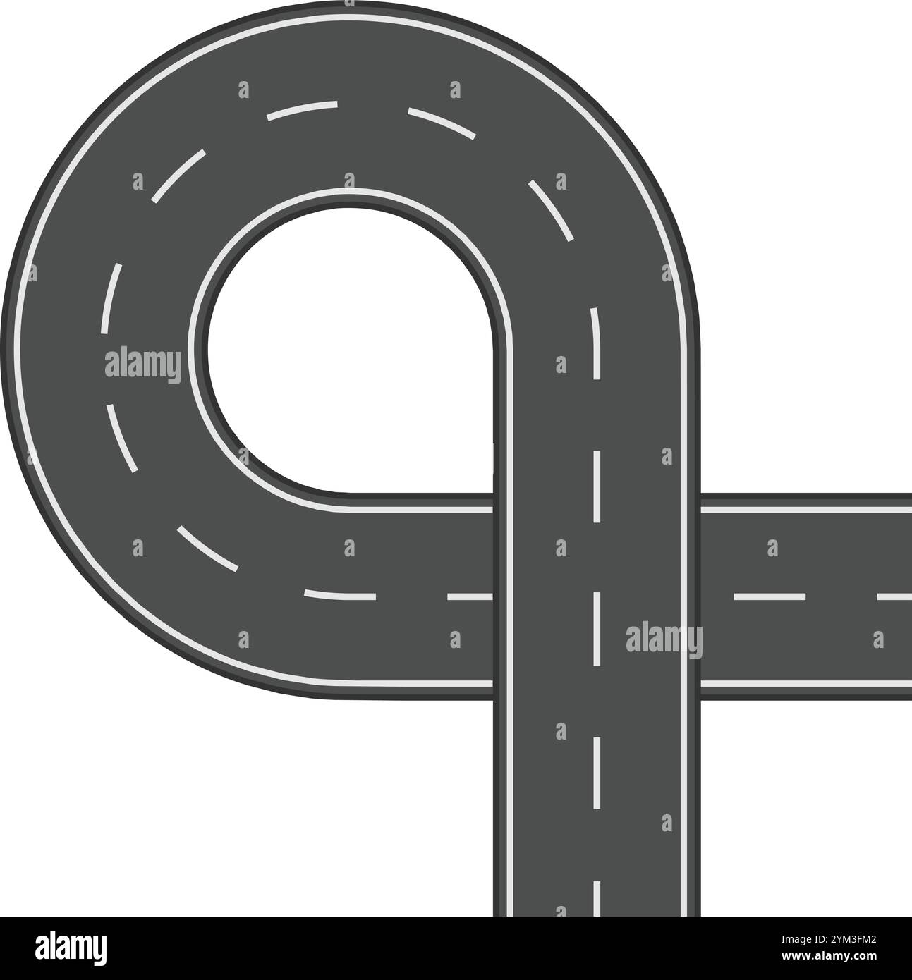 Winding road making a loop over a straight road, creating a visually ...