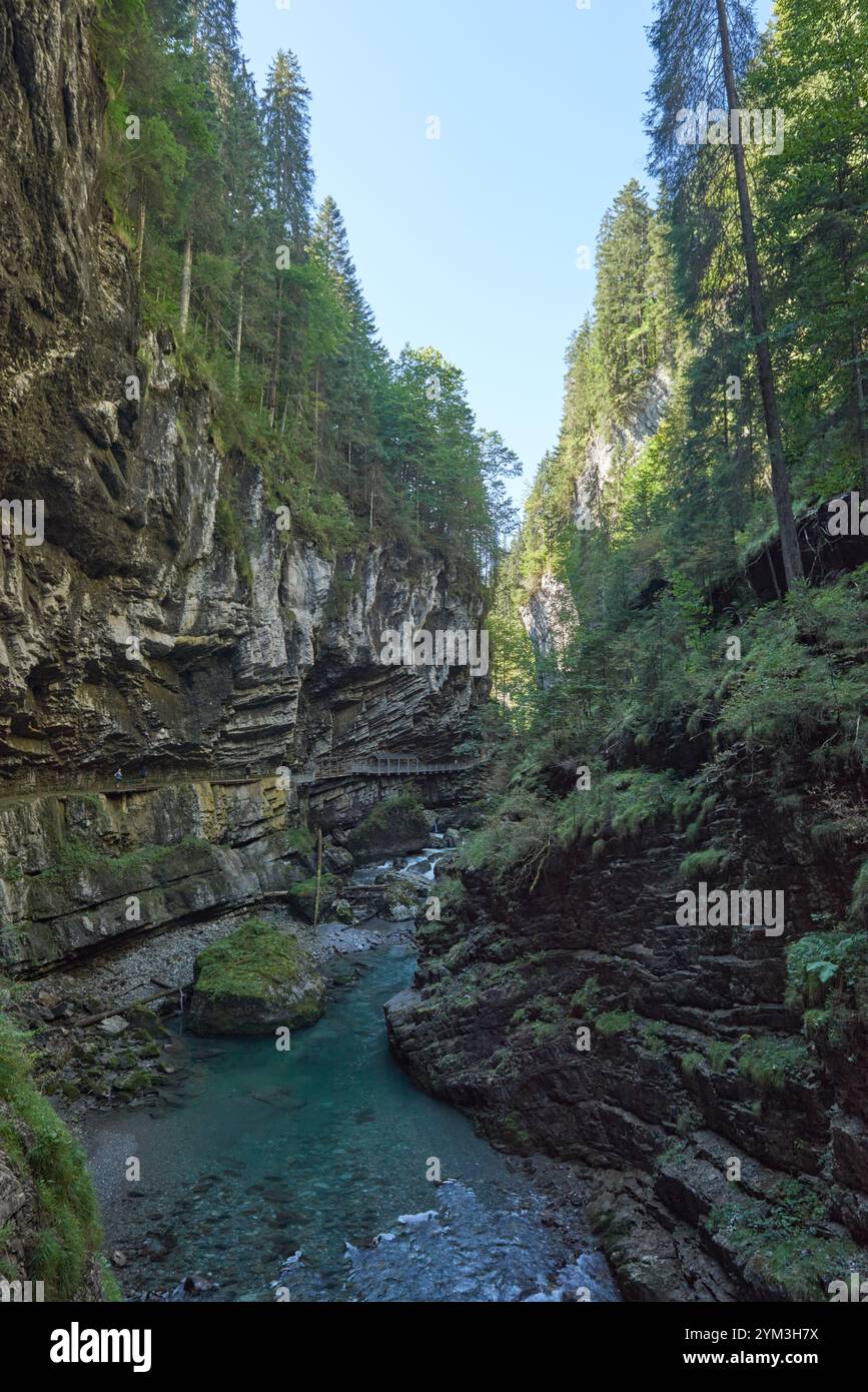 Alpine Gorge with Scenic Hiking Trail Along the Mountain Slope ...