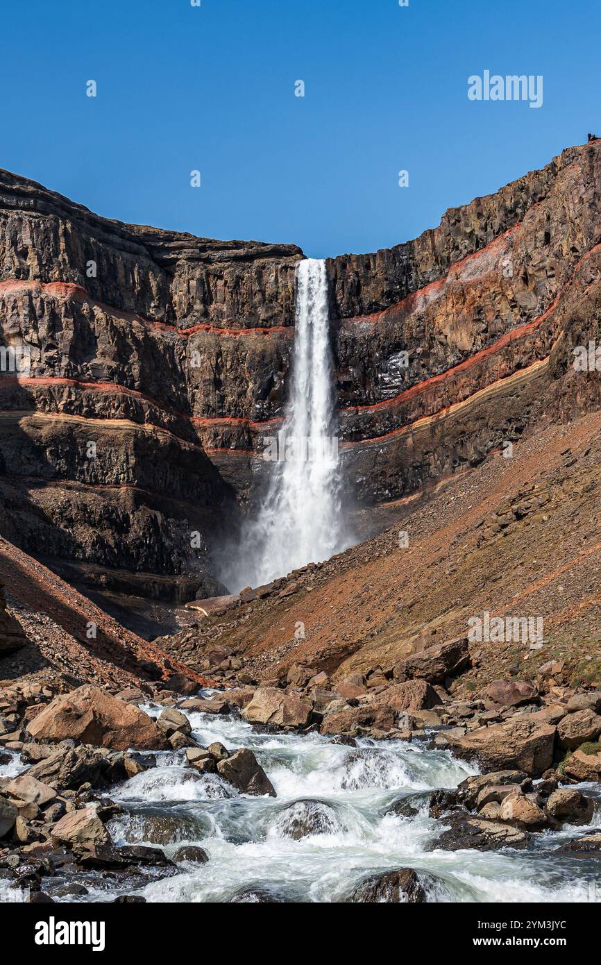 A stunning view of the trail leading to Hengifoss waterfall in East ...