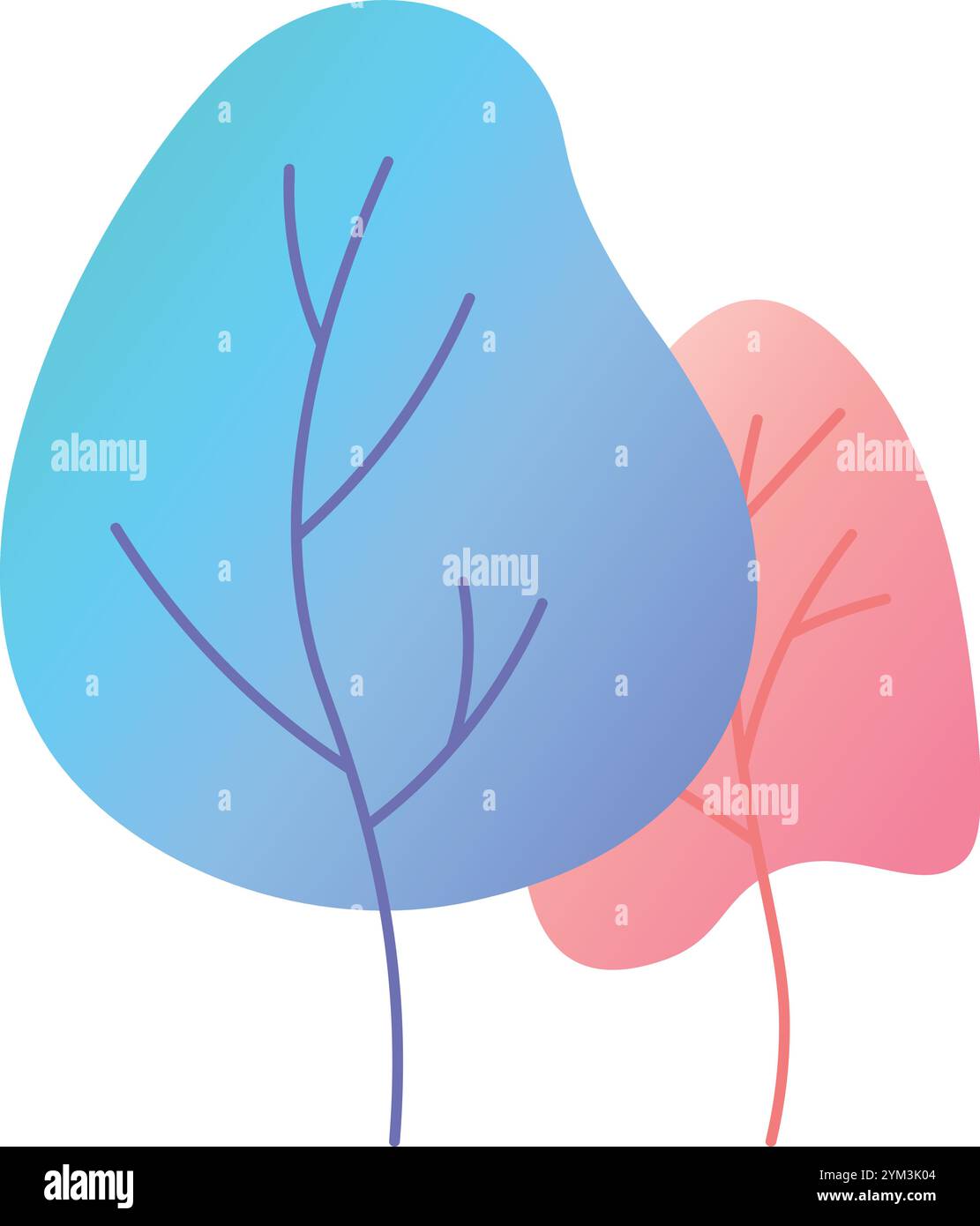 Two stylized trees with vibrant gradient colors, symbolizing ...