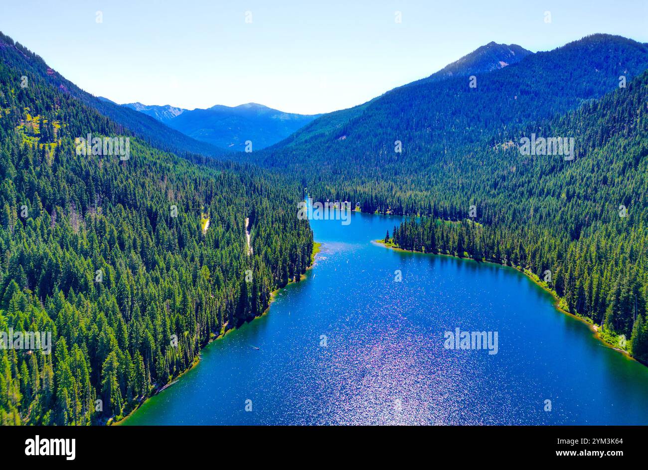 Landscape of mountain and forest of Cooper lake. Nature landscape ...