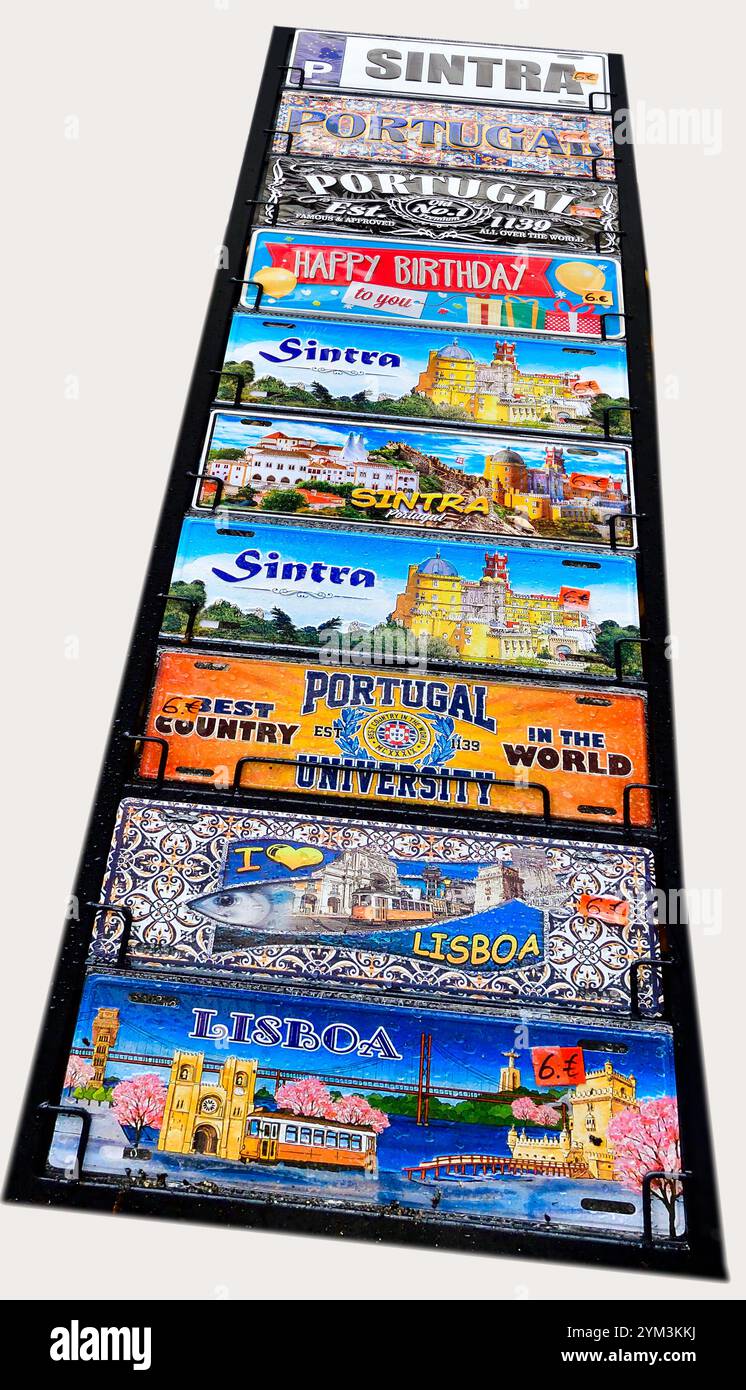 Concertina strip of tourist postcards with cut out/ background of ...