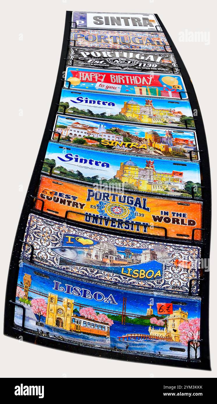 Concertina strip of tourist postcards with cut out/ background of ...