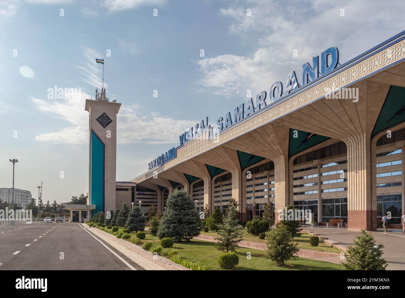 Exterior view of Samarkand railway station. Railway station used by ...