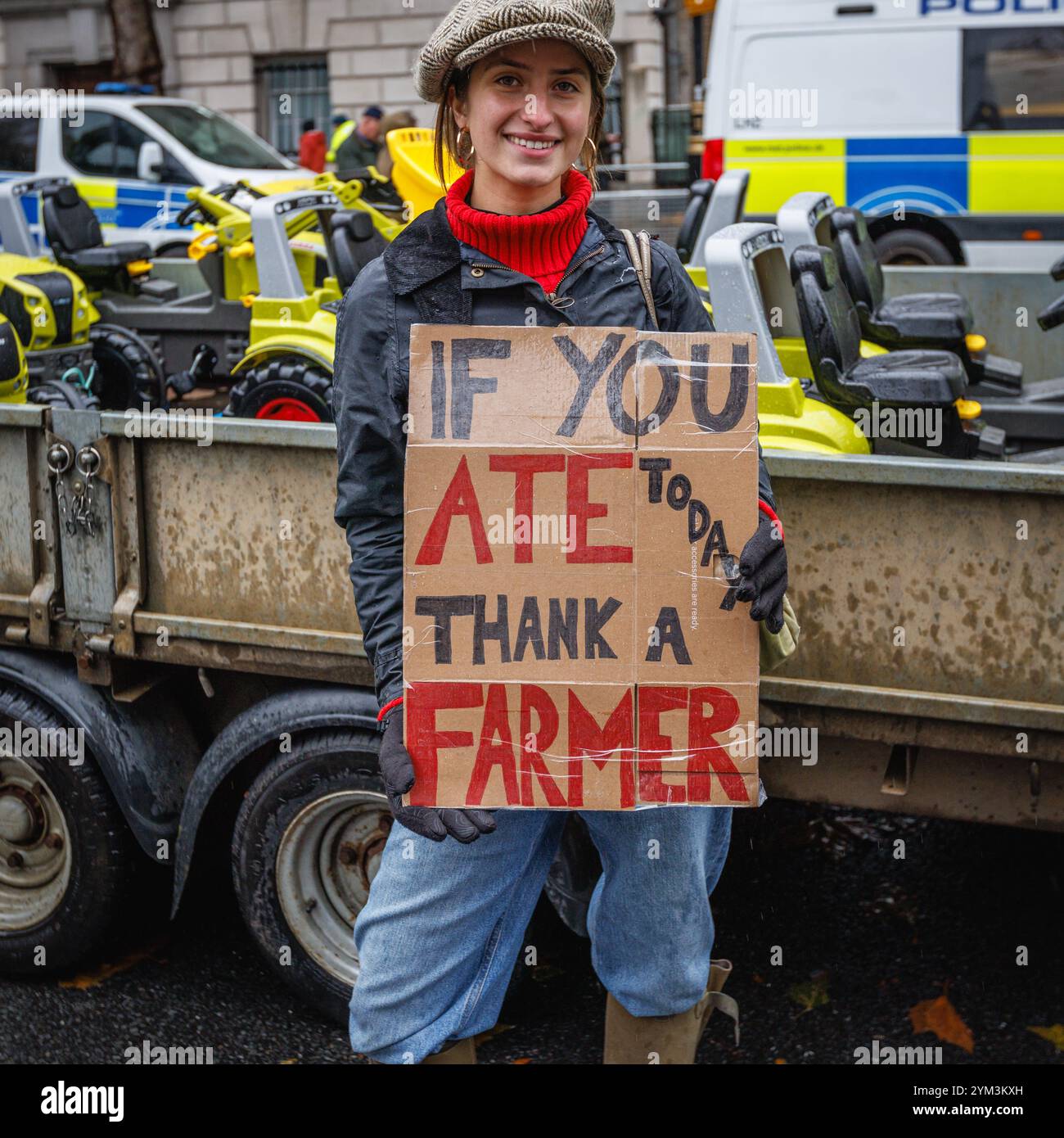 A young farmer activist at the march in London against the new ...