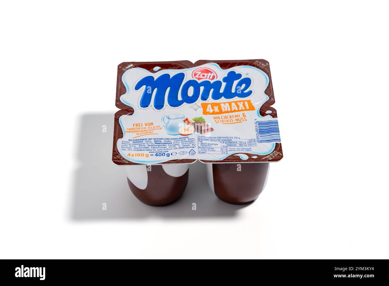 Germany Berlin November 20, 2024. Box of chocolate pudding Monte. The ...