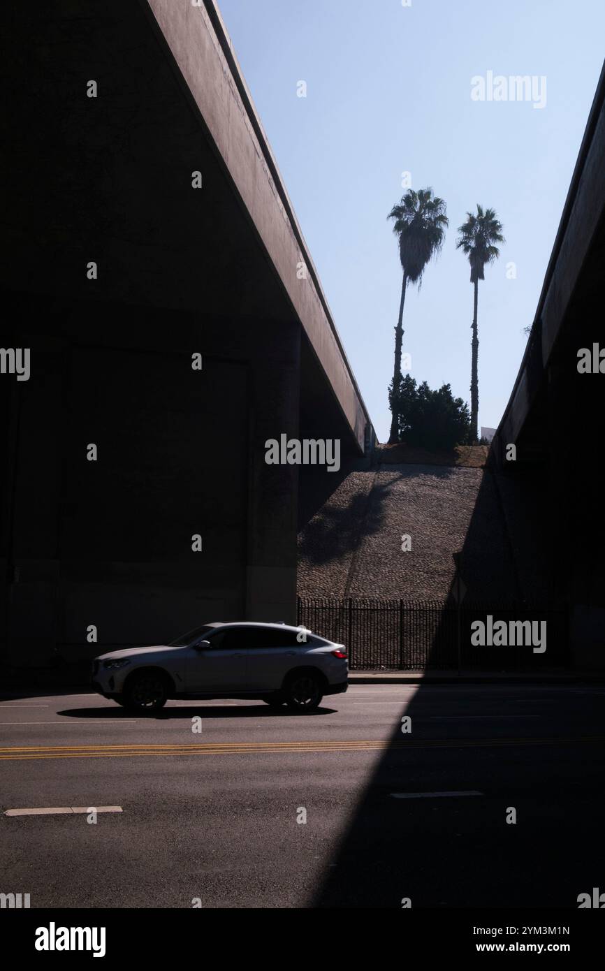 Traffic under the freeway, Los Angeles, California, United States of ...