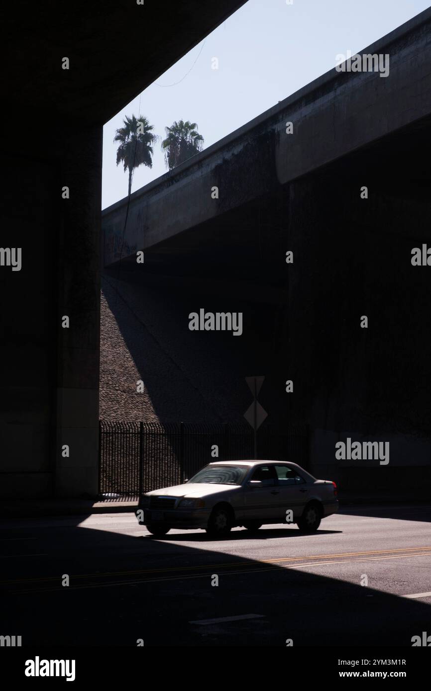 Traffic under the freeway, Los Angeles, California, United States of ...