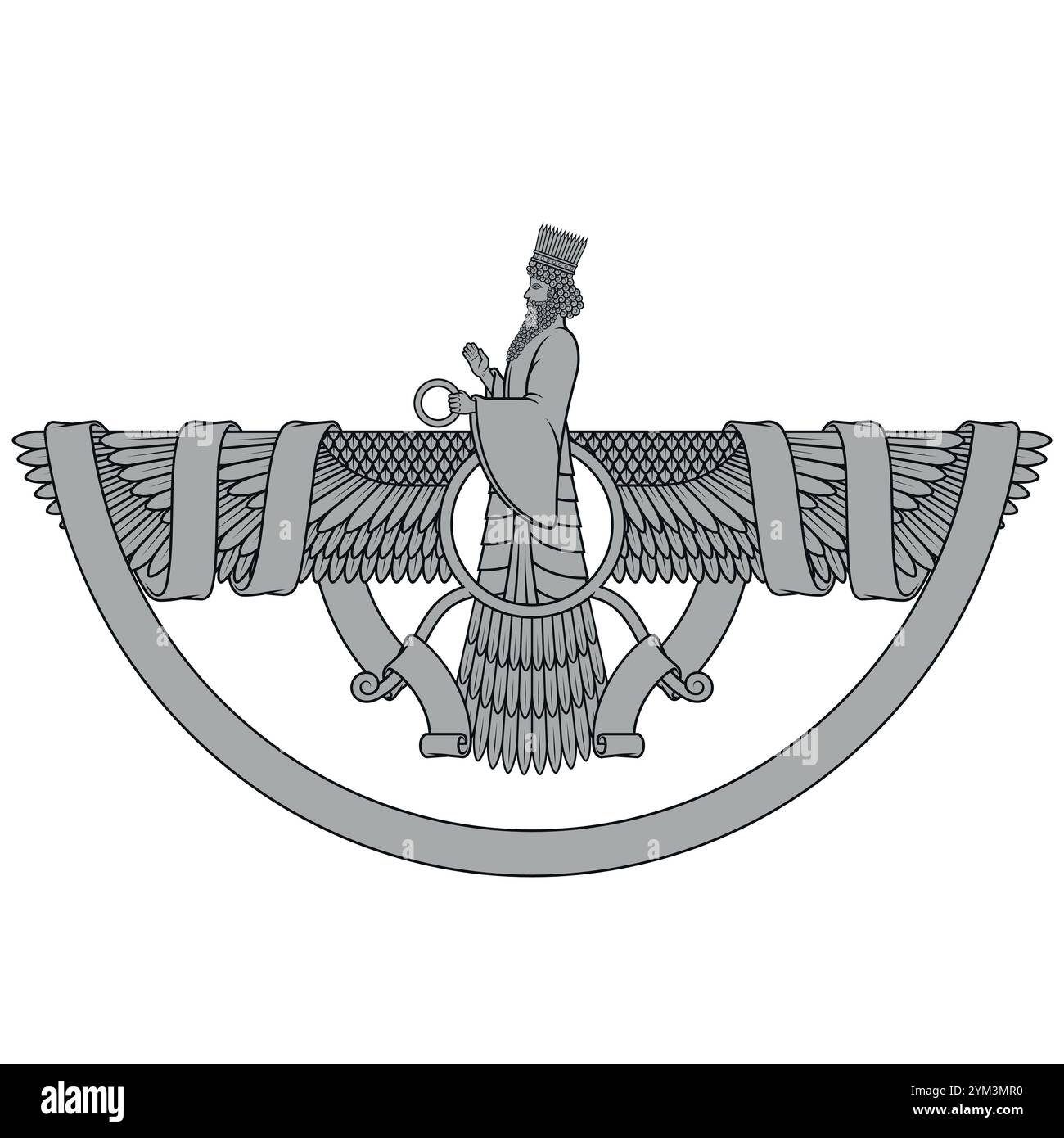Vector design of Faravahar symbol, symbol of Zoroastrian religion ...