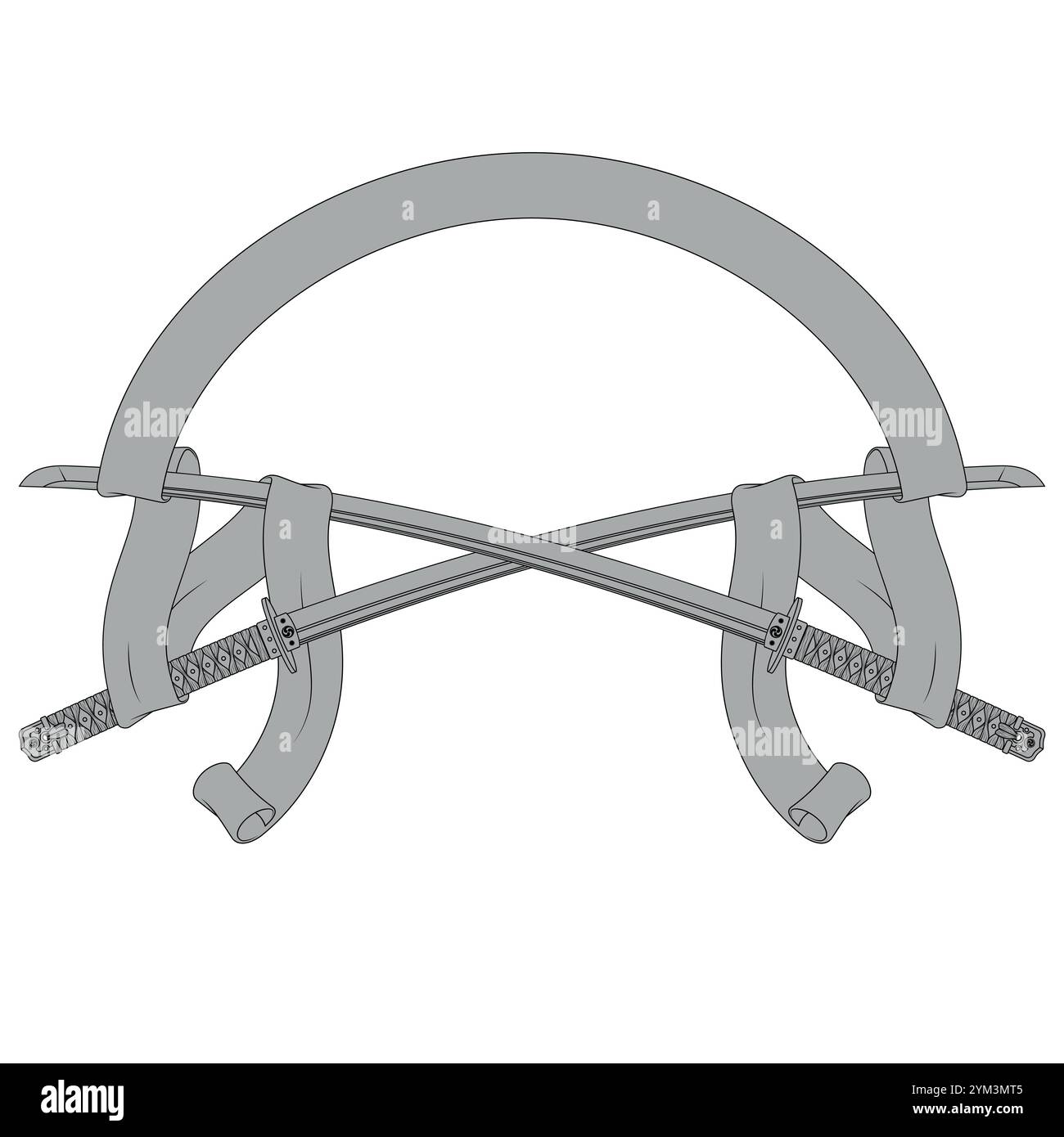 Samurai sword with ribbon, katana from ancient feudal Japan with ribbon ...