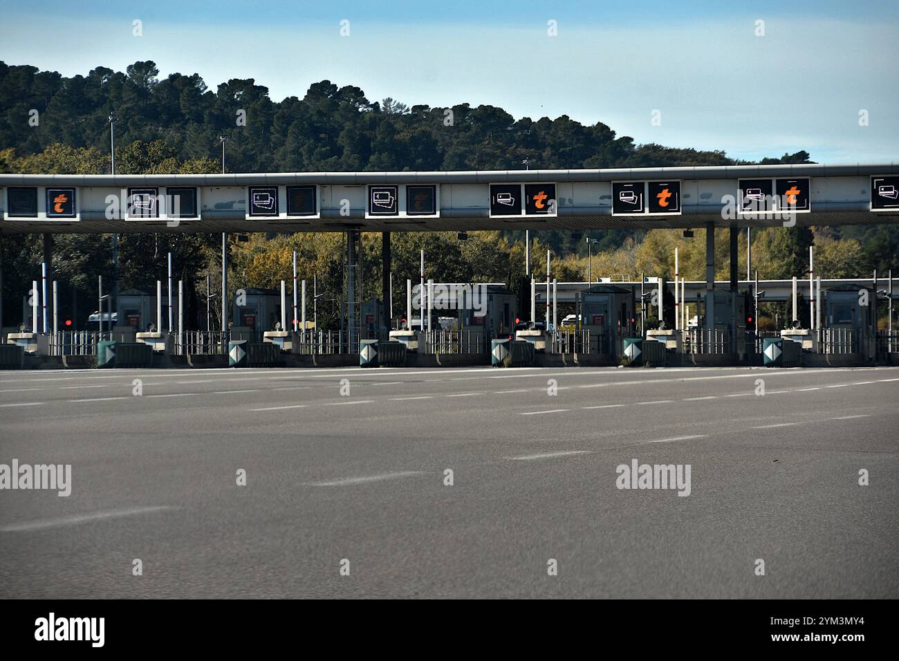General view of the La Barque toll station on the A8 motorway in the ...