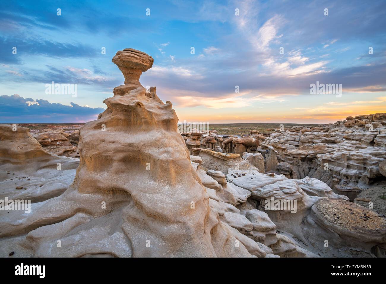 Bisti Badlands, New Mexico, USA at Valley of Dreams after sunset Stock ...