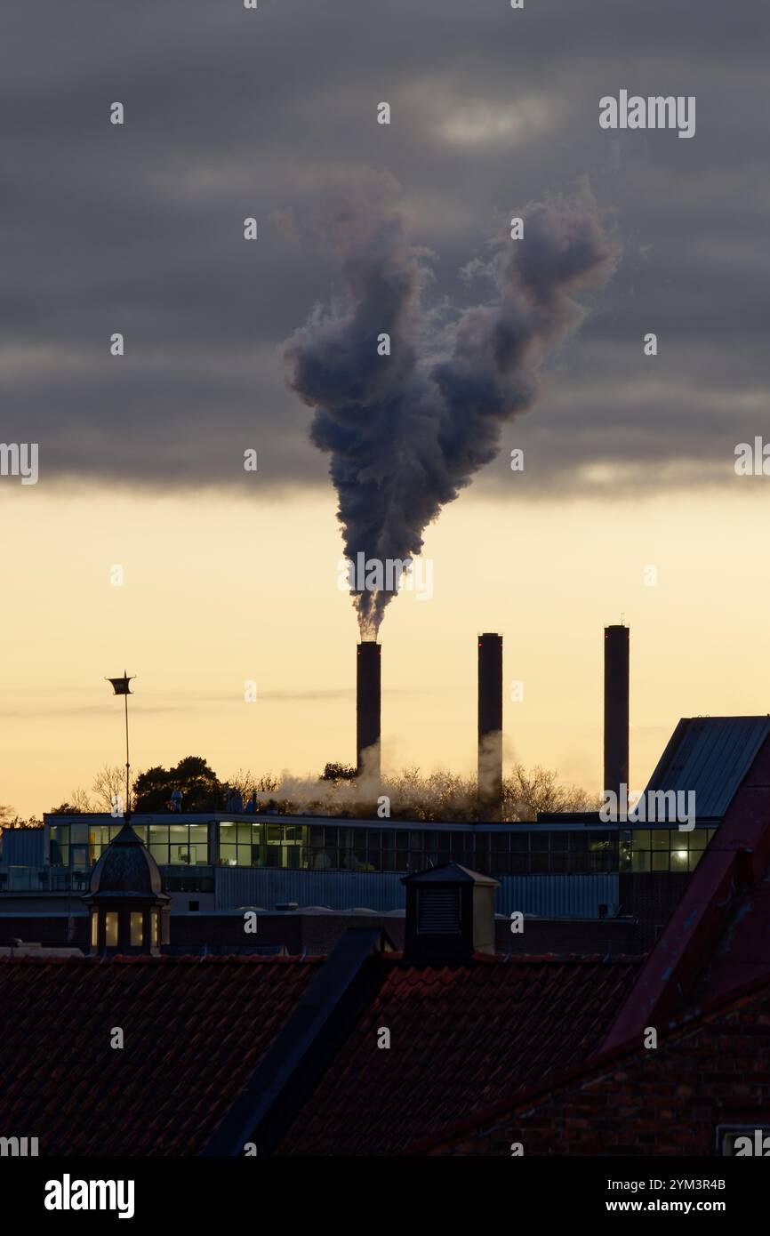 Smoke from Karlshamnsverket, an oil-fired power plant, used only in ...