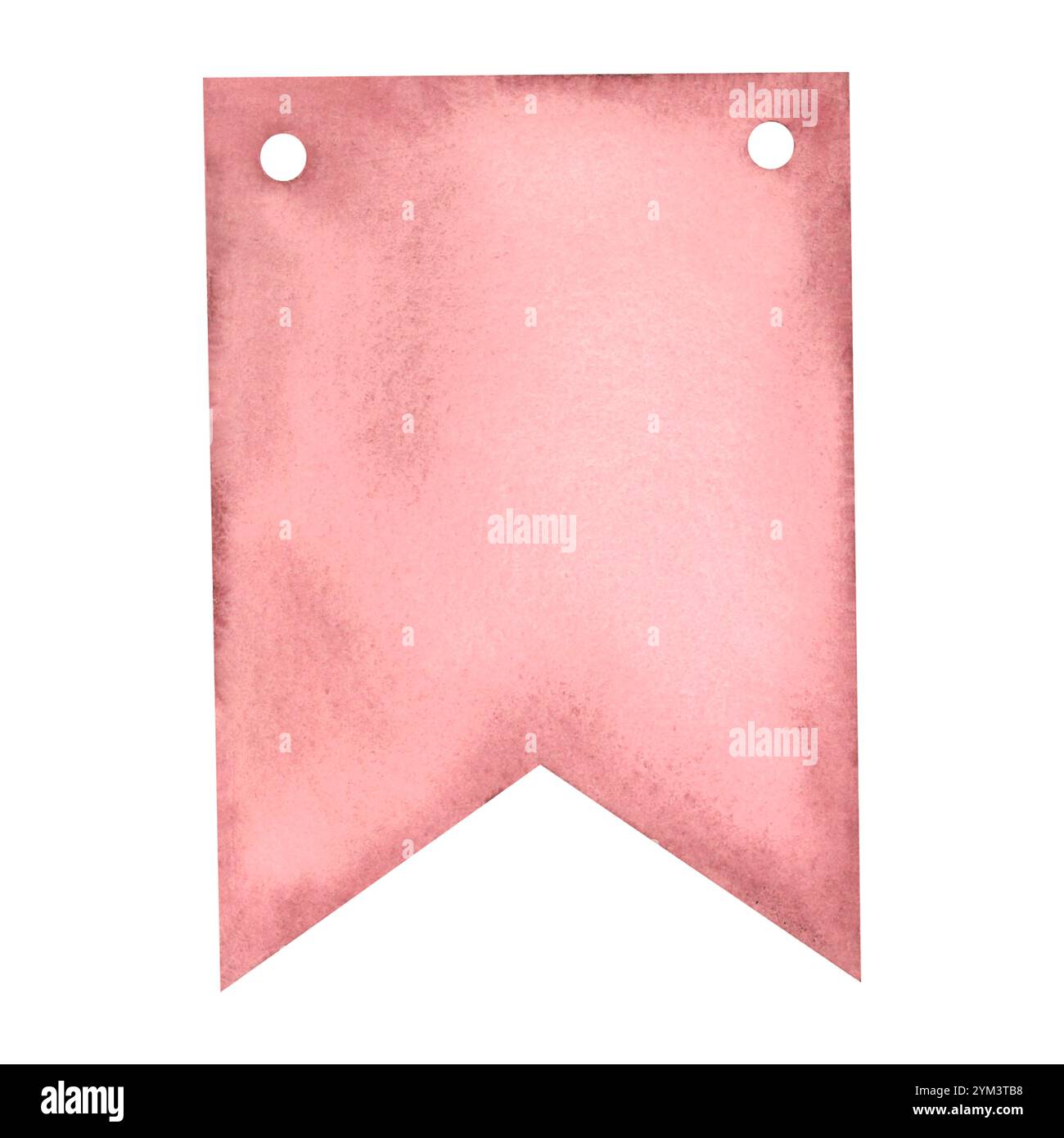 Rectangle dusty pink pennant flag with pointed double end. Hand drawn ...