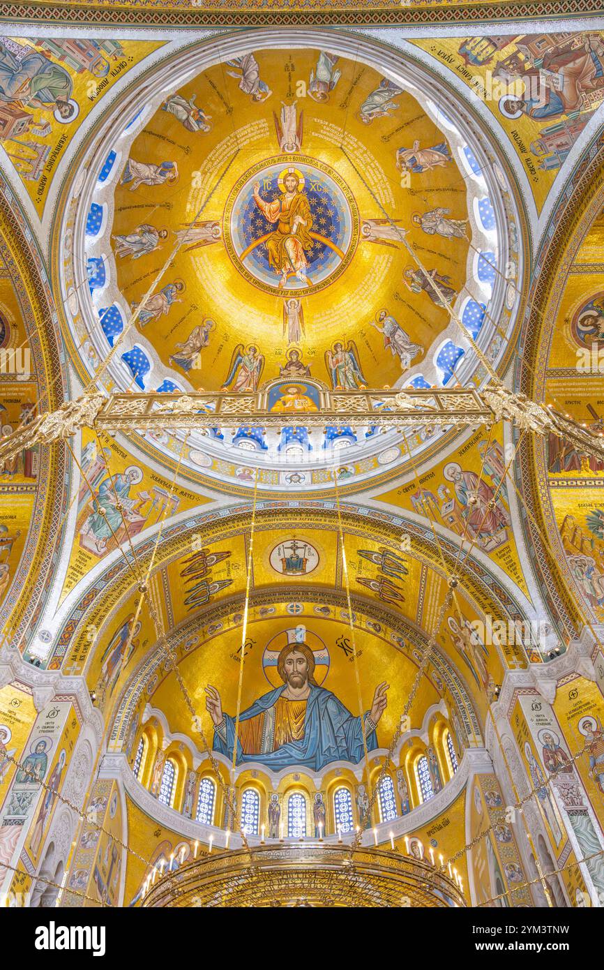 The intricate dome of the Church of Saint Sava showcases stunning gold ...