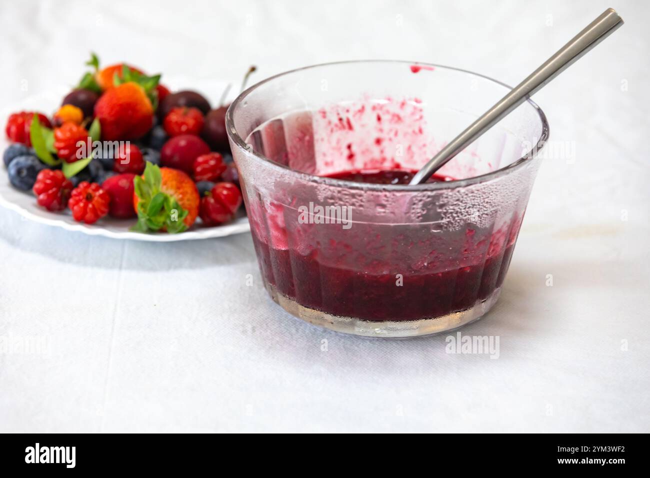 Traditional artisanal jam made from organic red fruits. Creative food ...