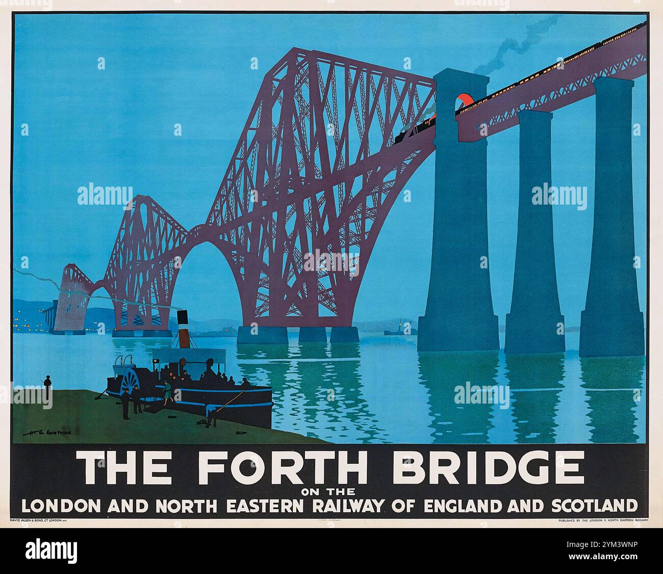 Vintage Train Travel Poster for LNER railways, , showing the Forth ...