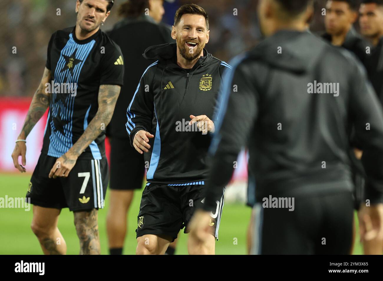 Argentina's forward Lionel Messi looks on during the warm up before the ...