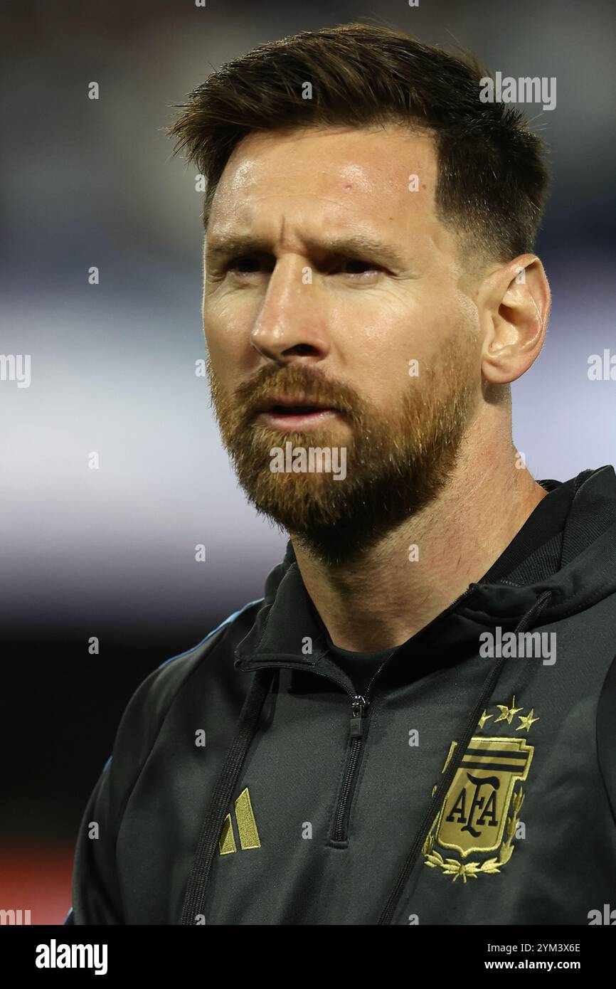 Argentina's forward Lionel Messi looks on during the warm up before the ...