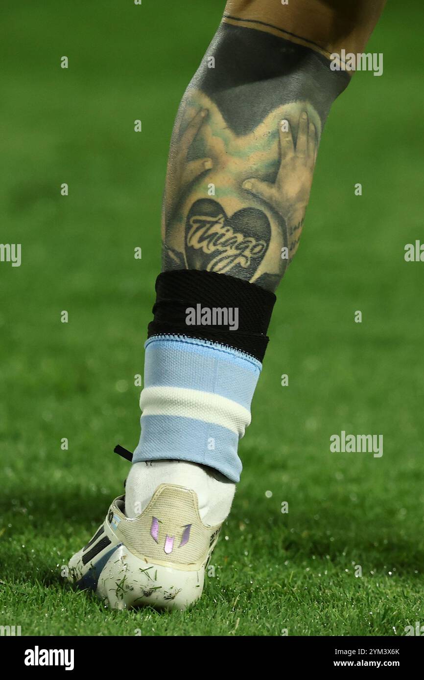 Detail of Argentina’s forward Lionel Messi legs prior the South ...