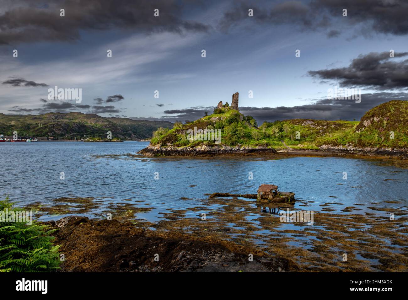 Ruin Of Castle Moil With Old Ship Wreck In The Harbor Of Village ...