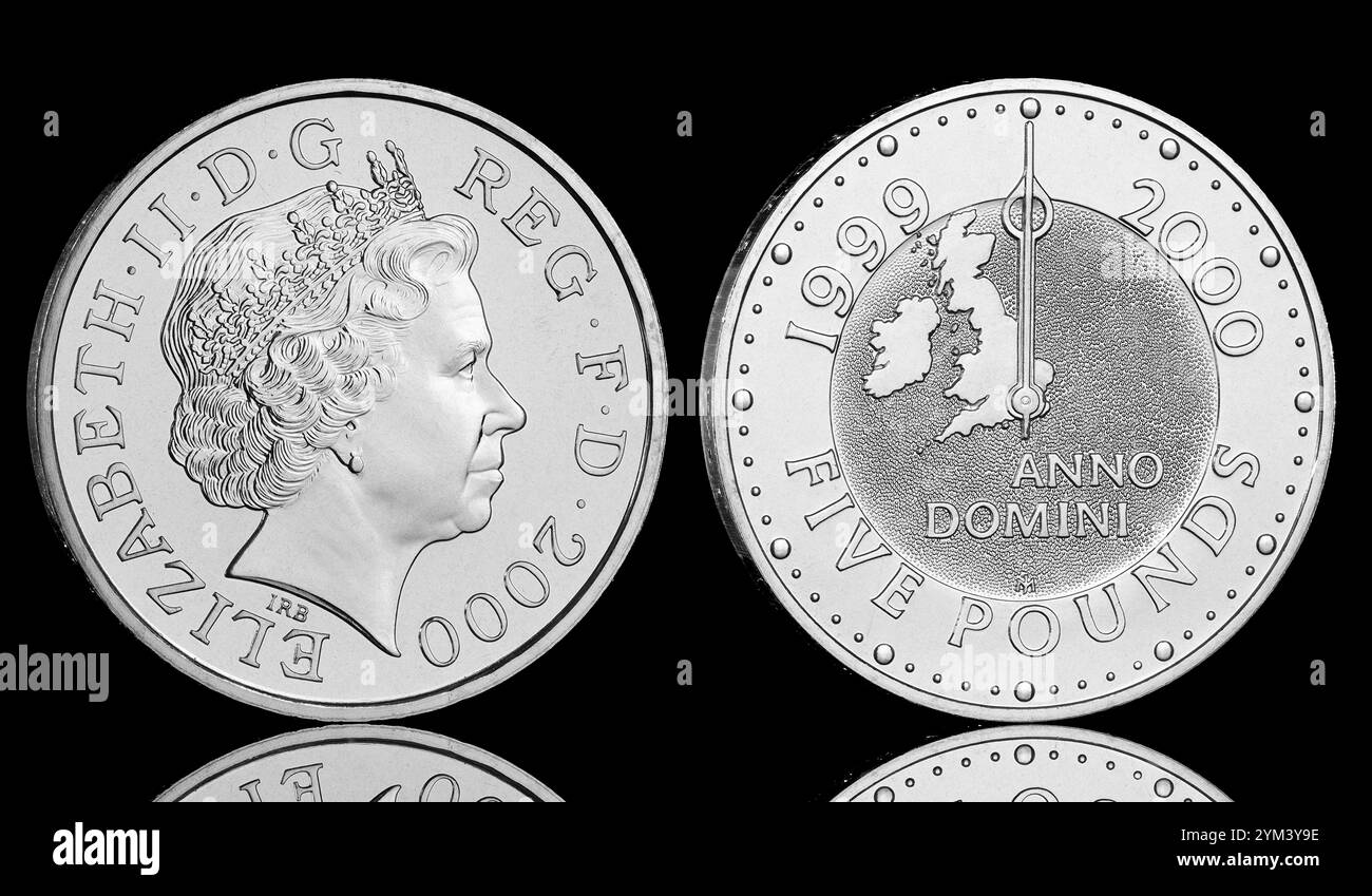 Five Pound coin issued in 2000 to commemorate the new Millennium Stock ...