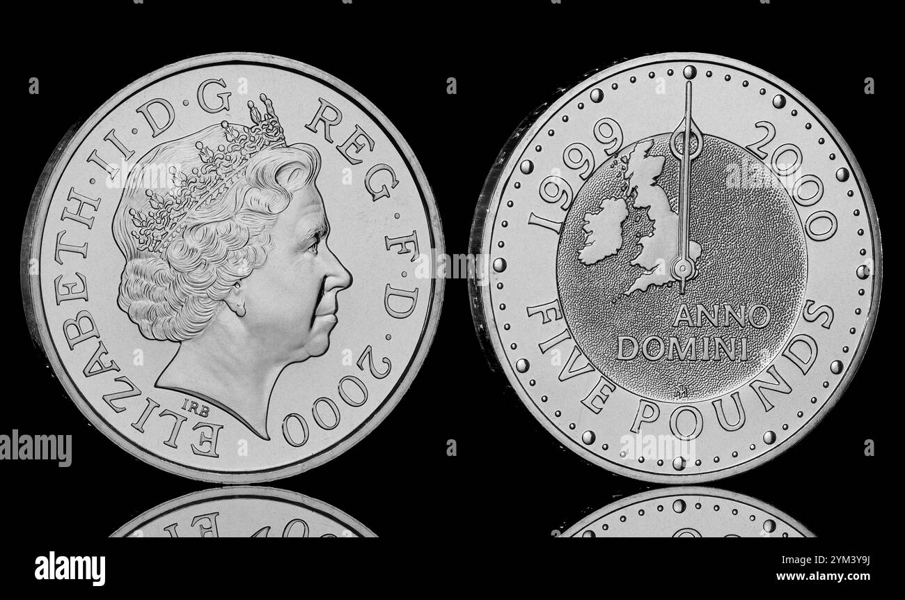 Five Pound coin issued in 2000 to commemorate the new Millennium Stock ...