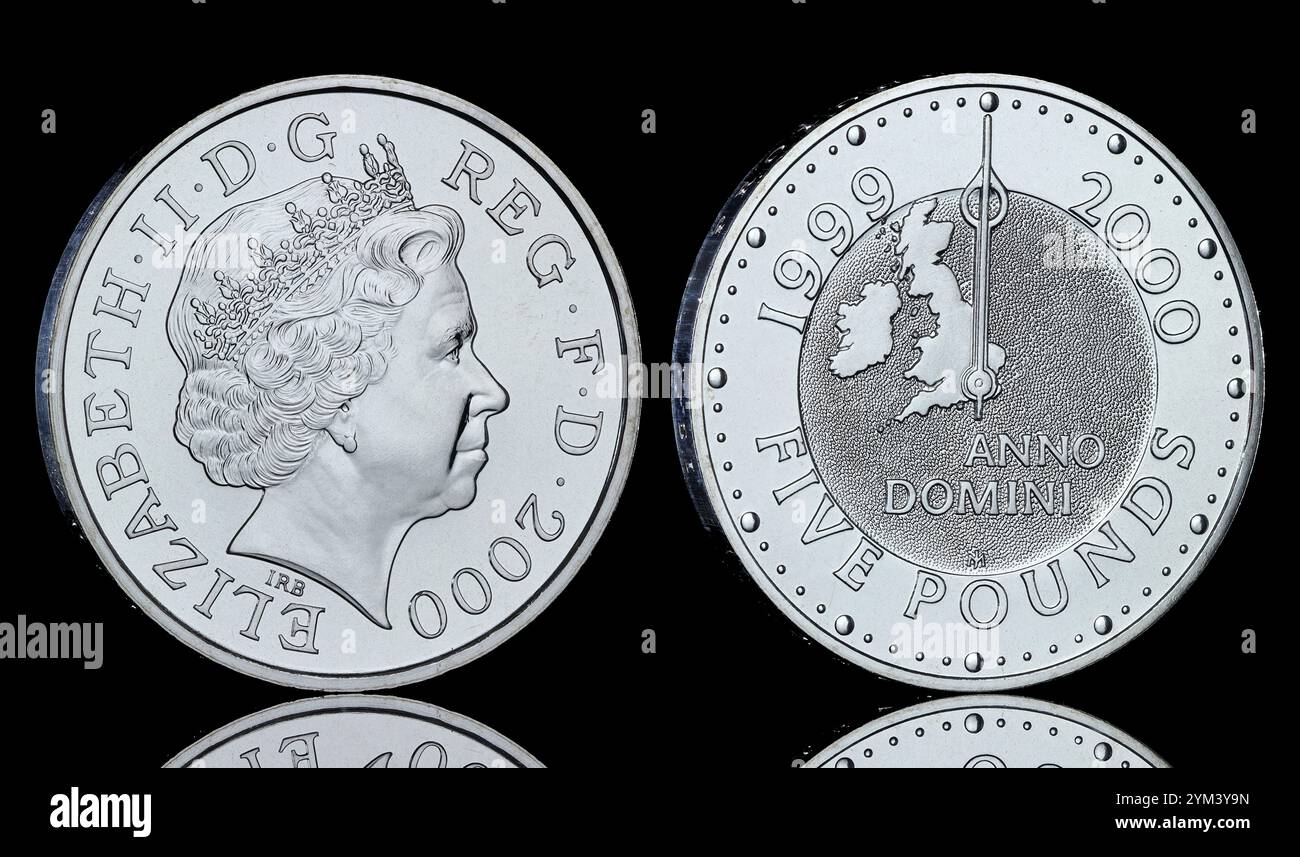 Five Pound coin issued in 2000 to commemorate the new Millennium Stock ...