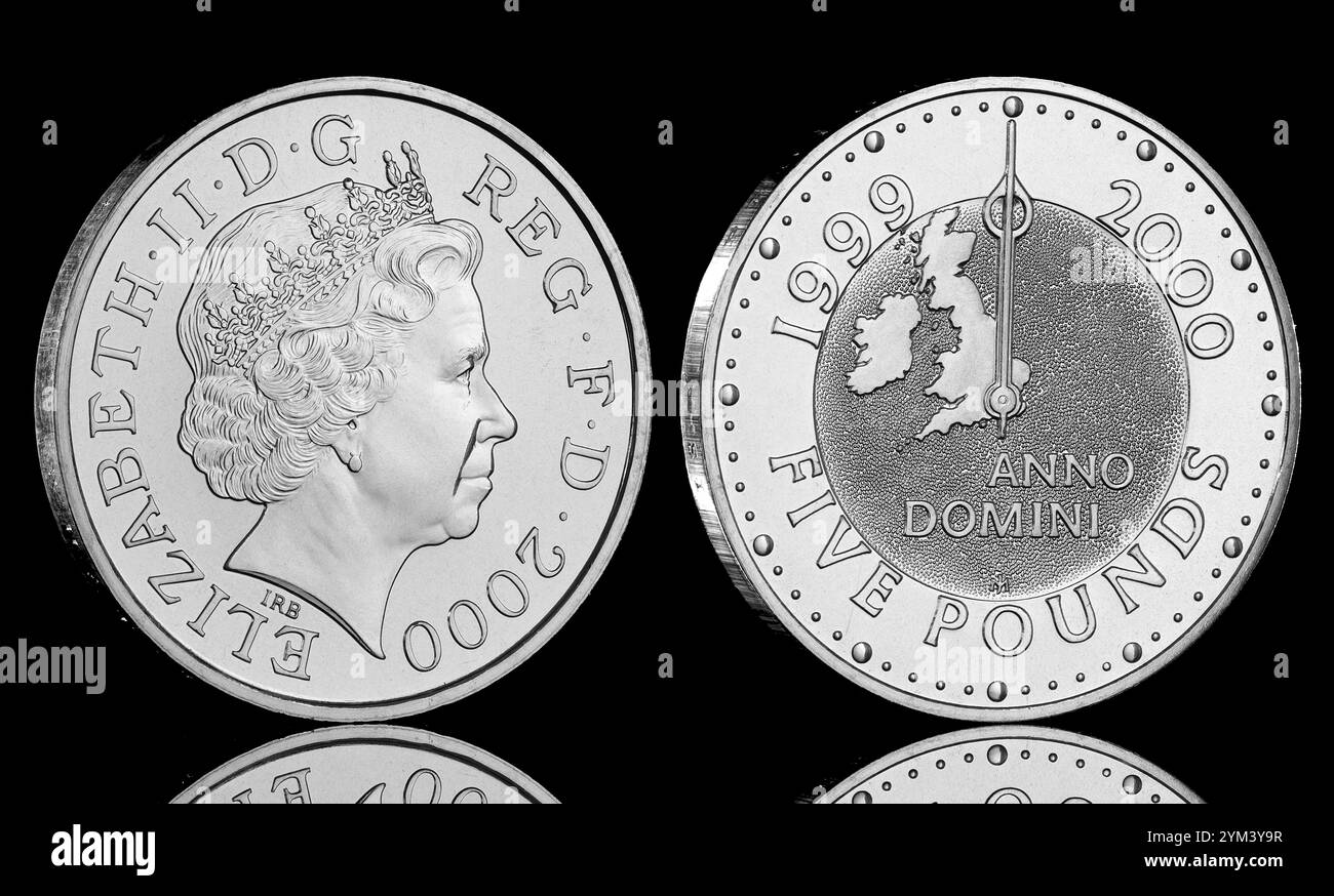 Five Pound coin issued in 2000 to commemorate the new Millennium Stock ...