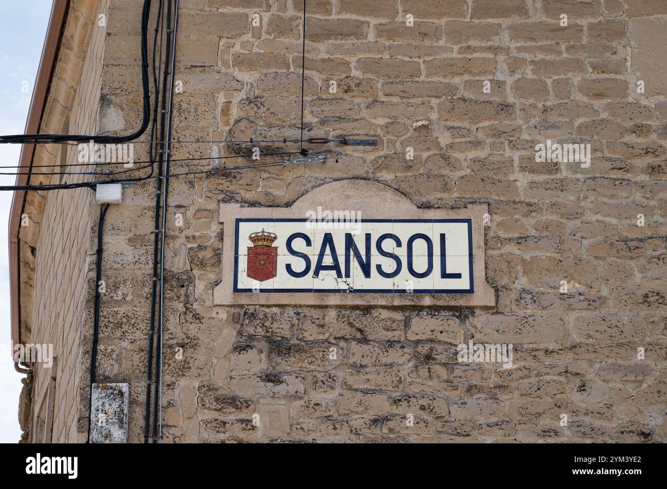 Sansol, Spain- May 25, 2024: A road sign for the village of Sansol in ...