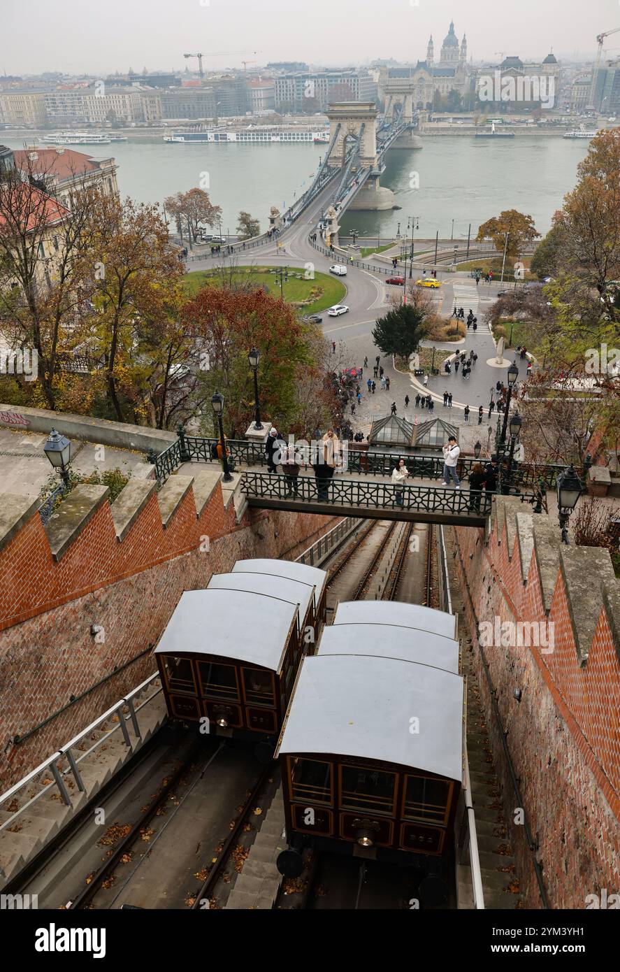 Budapest, Hungary. 18th Nov, 2024. View of the funicular to Castle Hill ...