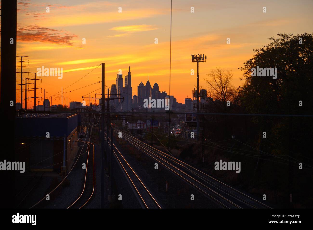 Sunrise in the Overbrook section of Philadelphia along the Paoli ...