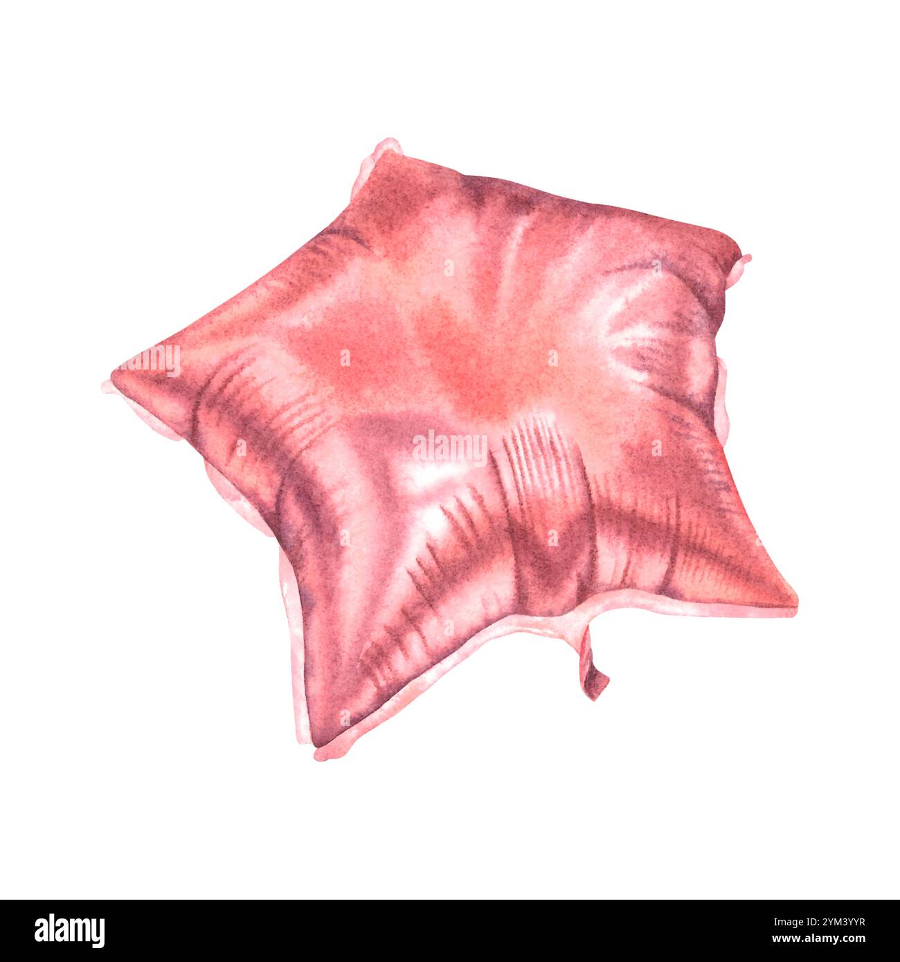 Star shape pink inflatable glossy balloon. Hand drawn watercolor ...