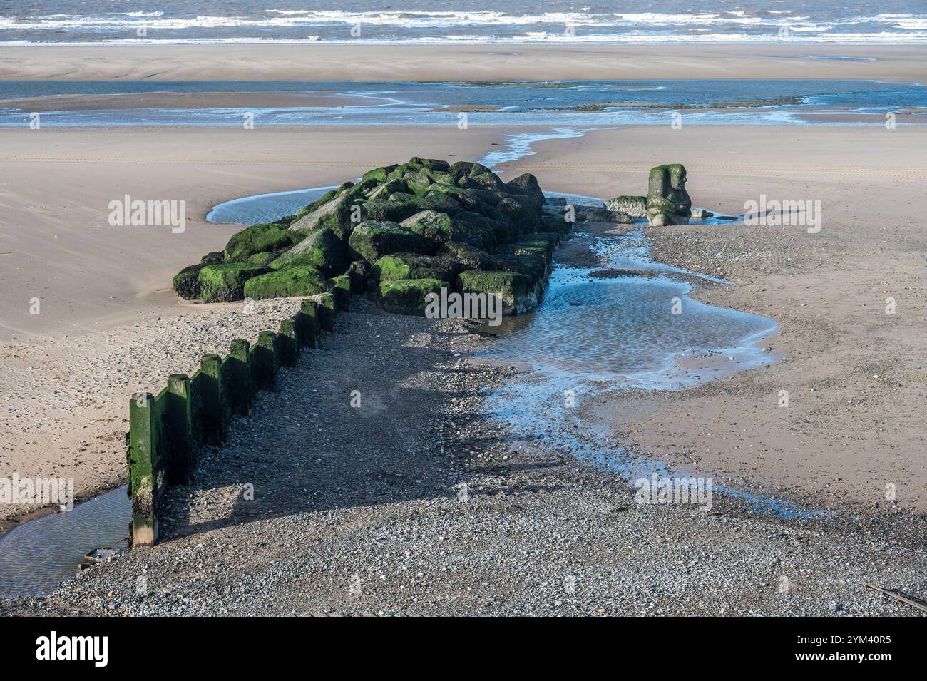 This artwork-sculpture is known as The Ogre located on Rossall Beach ...