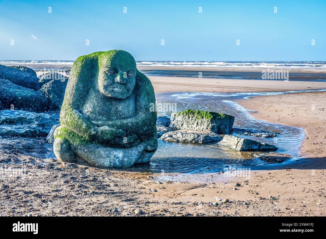 This artwork-sculpture is known as The Ogre located on Rossall Beach ...