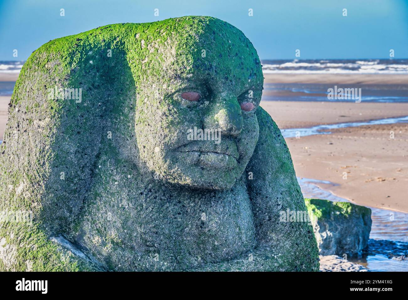 This artwork-sculpture is known as The Ogre located on Rossall Beach ...