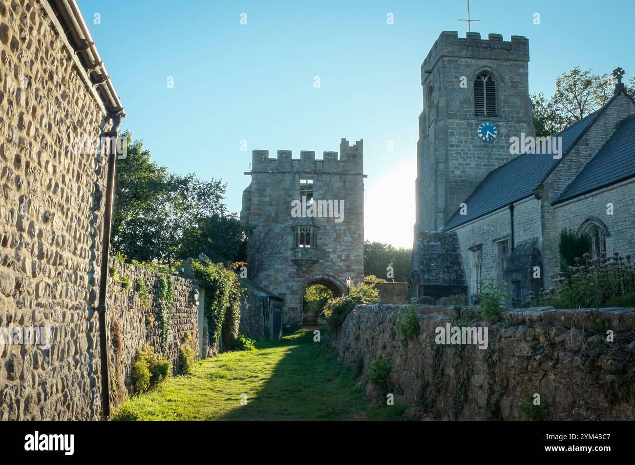 The Marmion Tower, and St Nicholas Church , village West Tanfield, in ...