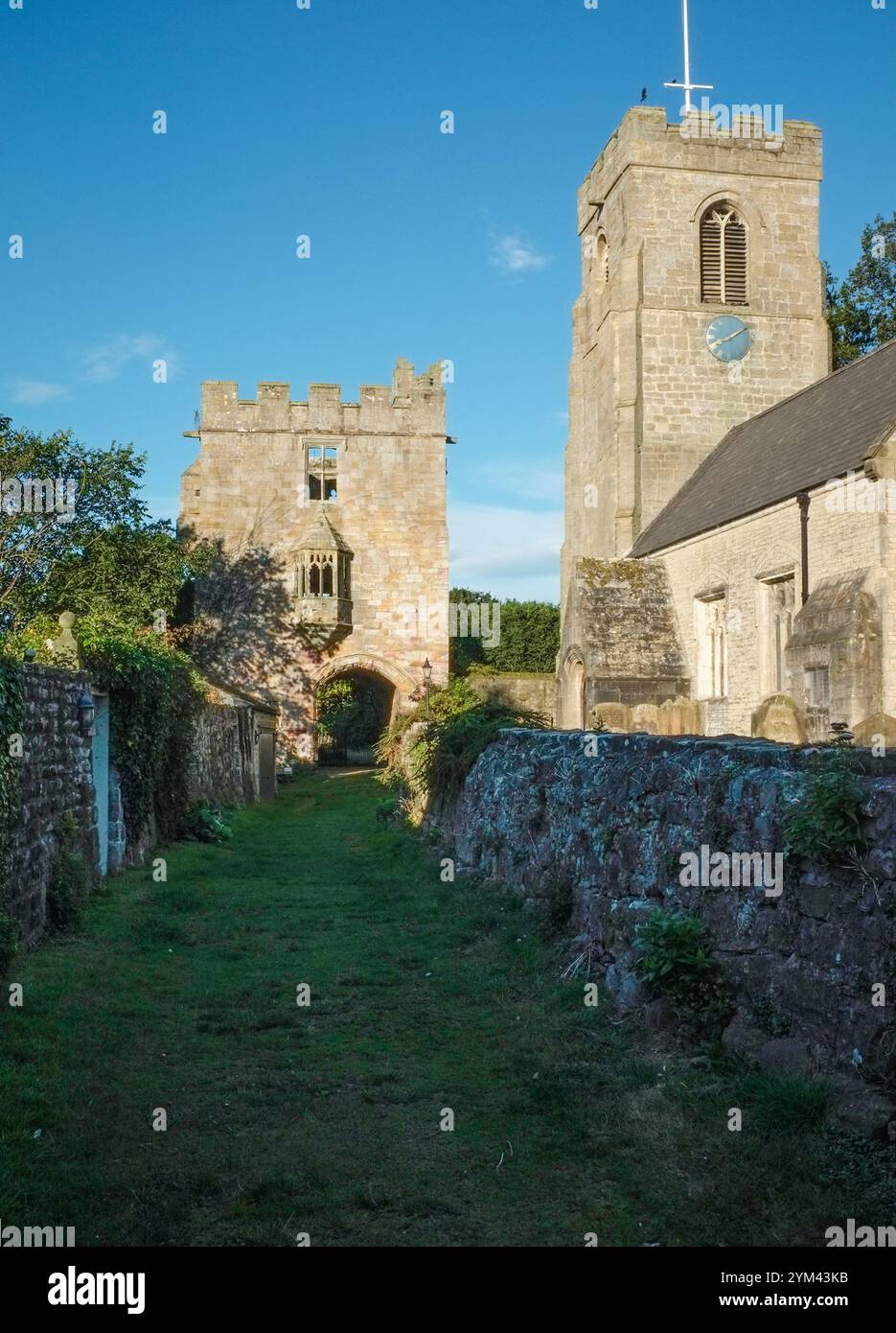 The Marmion Tower, and St Nicholas Church , village West Tanfield, in ...