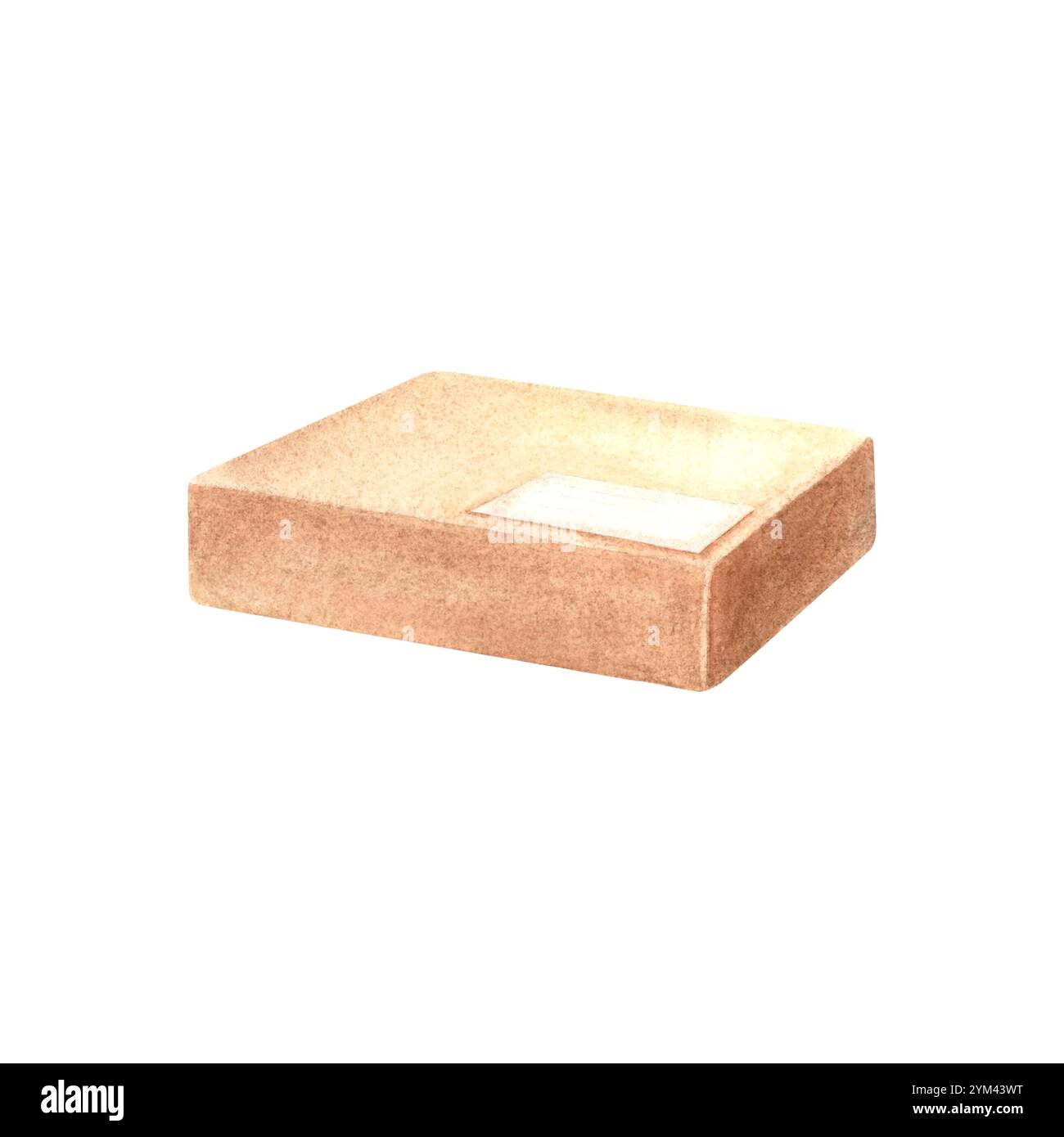 Cardboard box with a letter . Hand drawn watercolor illustration of ...