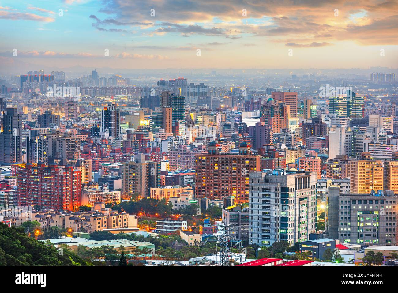 Taoyuan, Taiwan city skyline at twilight Stock Photo - Alamy