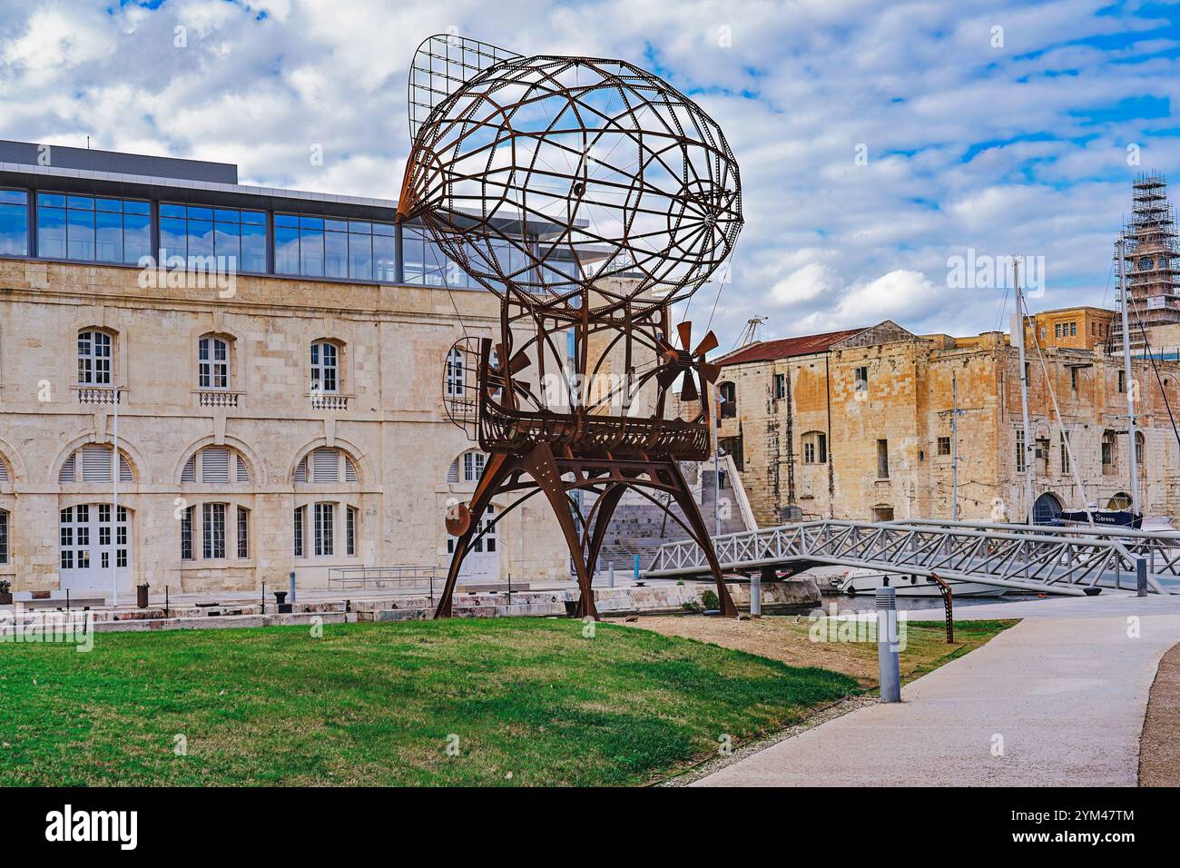 Rustic Metal Sculpture of Airship in Public Park, Bormla, Cospicua ...
