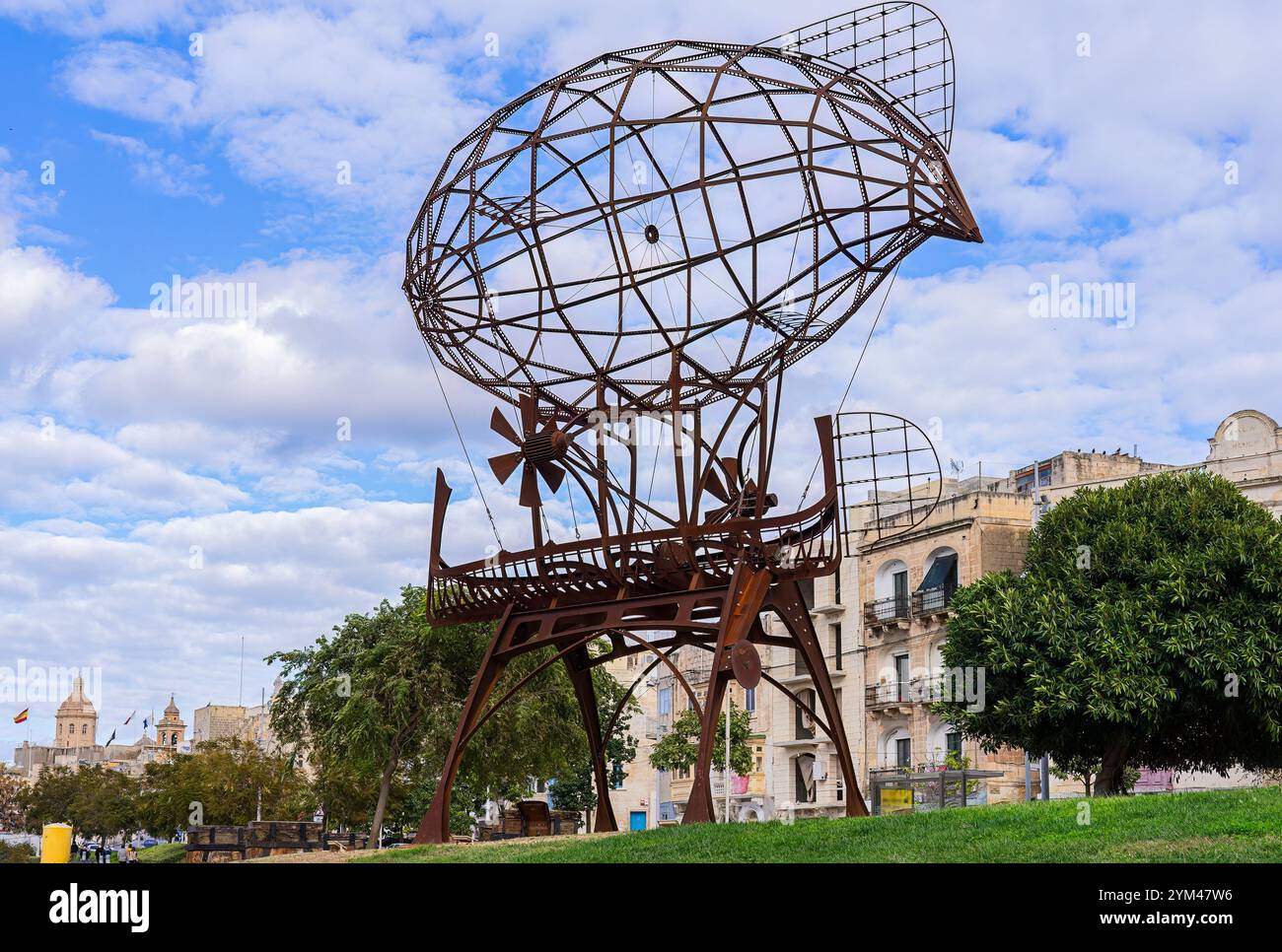 Rustic Metal Sculpture of Airship in Public Park, Bormla, Cospicua ...