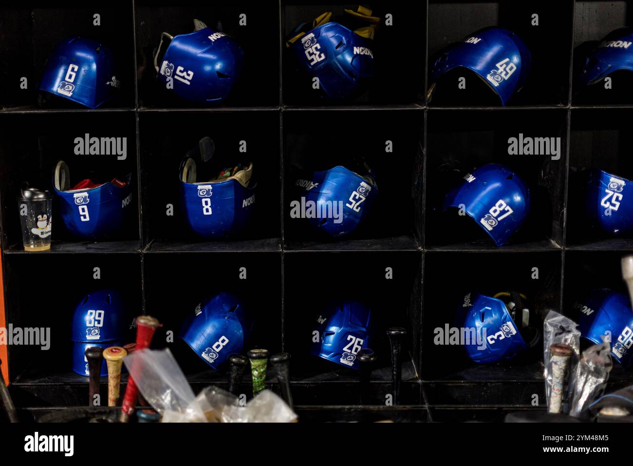 Detail of the helmets and sportswear of the Charros de Jalisco, during ...
