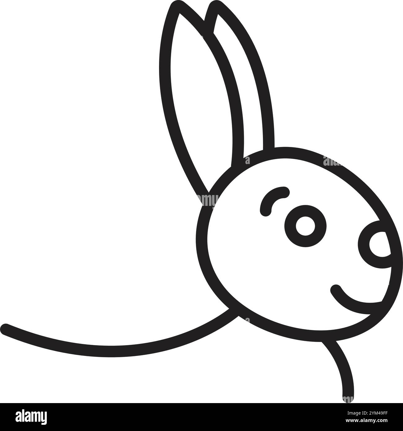 Rabbit single line icon, black editable stroke, simple vector ...
