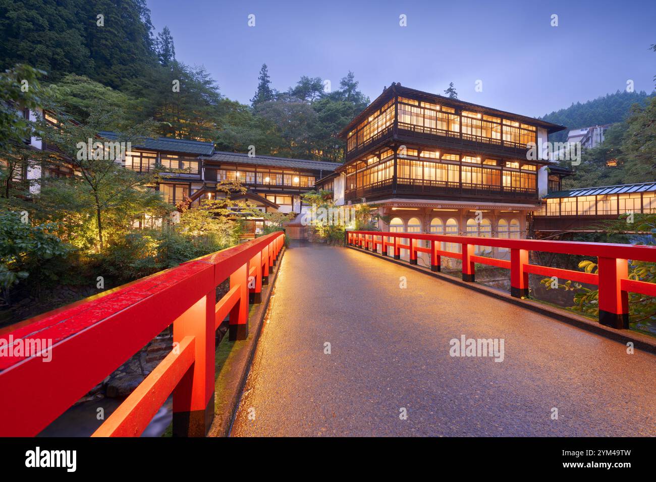 Shima Onsen, Gunma, Japan traditional architecture at dusk Stock Photo - Alamy