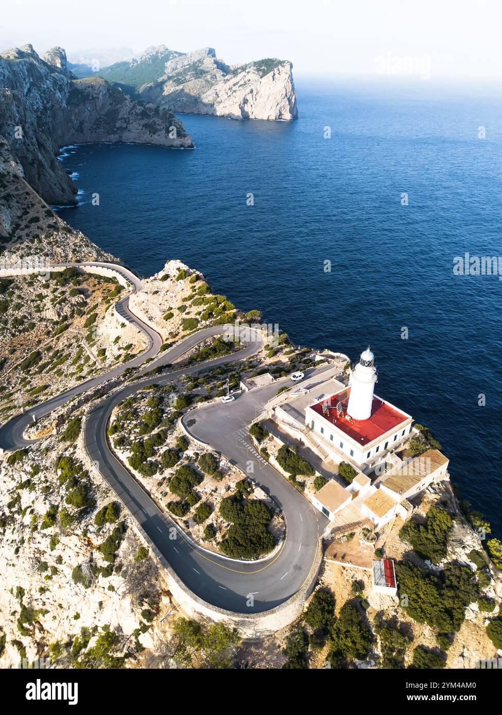 Formentor Cape Lighthouse in Mallorca aerial view Stock Photo - Alamy