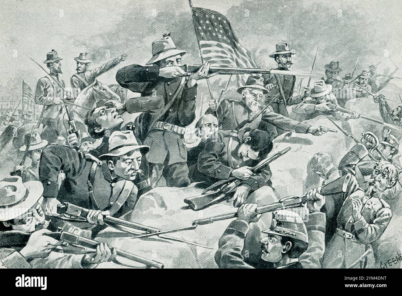 The late 1800s caption reads: "United States forces capturing ...