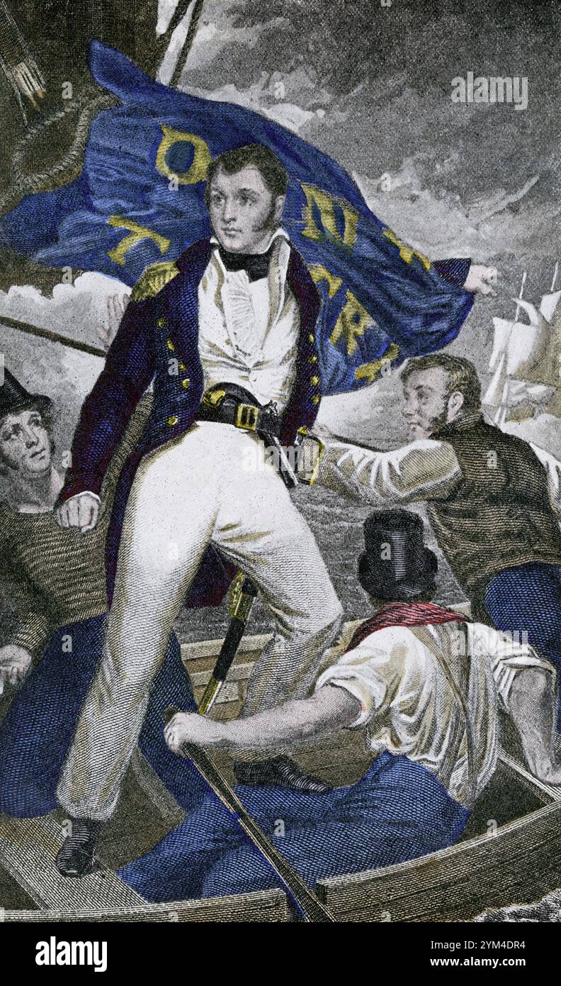 The late 1900s caption reads: "Commodore Perry at Battle of Lake Erie ...