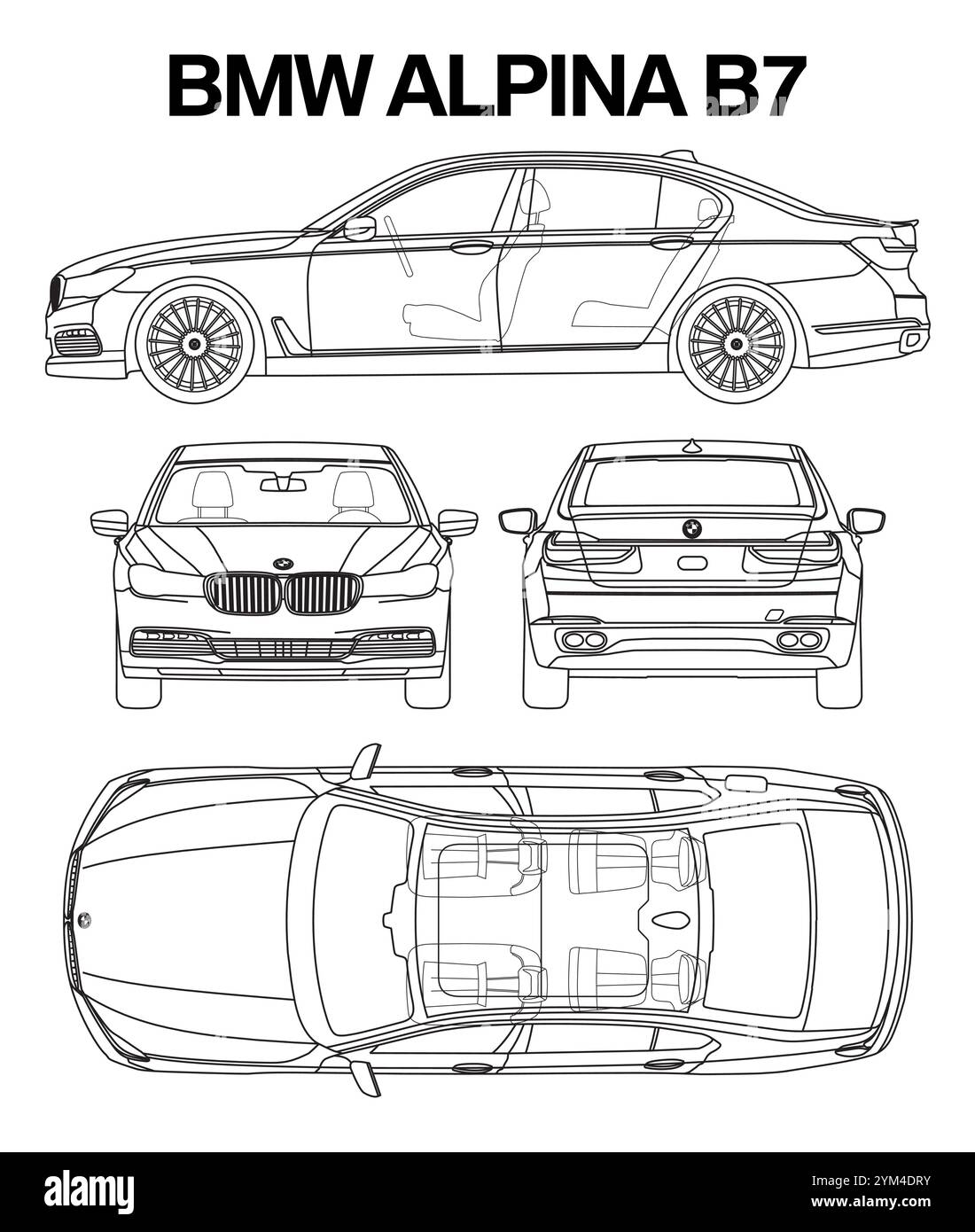 2018 BMW Alpina B7 car blueprint Stock Vector Image & Art - Alamy