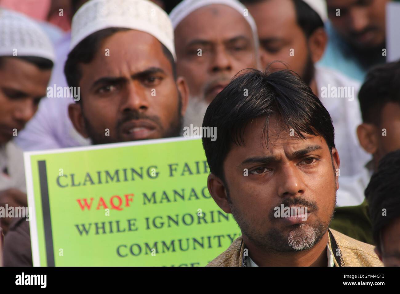 Muslims taking part during a rally to protest against Waqf (an Islamic ...